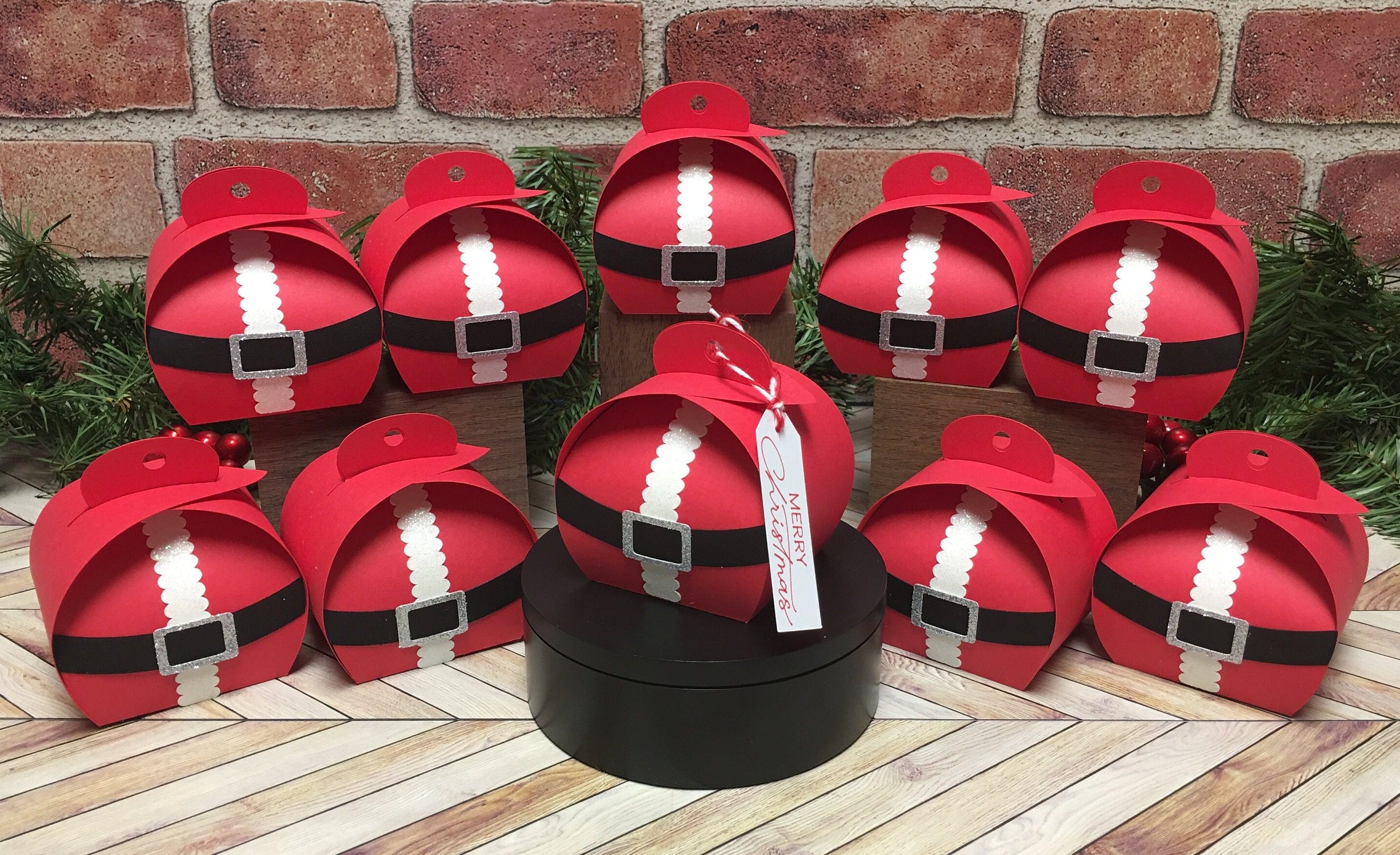 Santa Treat Boxes, Set of 10, Christmas Favor Boxes, Santa Favor Boxes ...