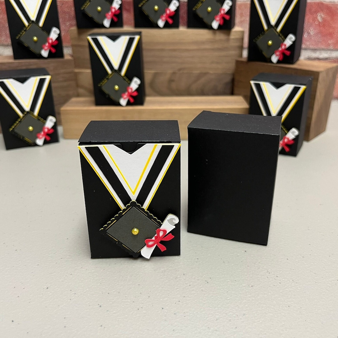 Graduation Treat Boxes: Black & Gold Party Favors, Set of 10 - Etsy