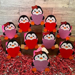 Penguin Treat Box, Set of 10, Valentine Treat Box, Valentine Favor ...
