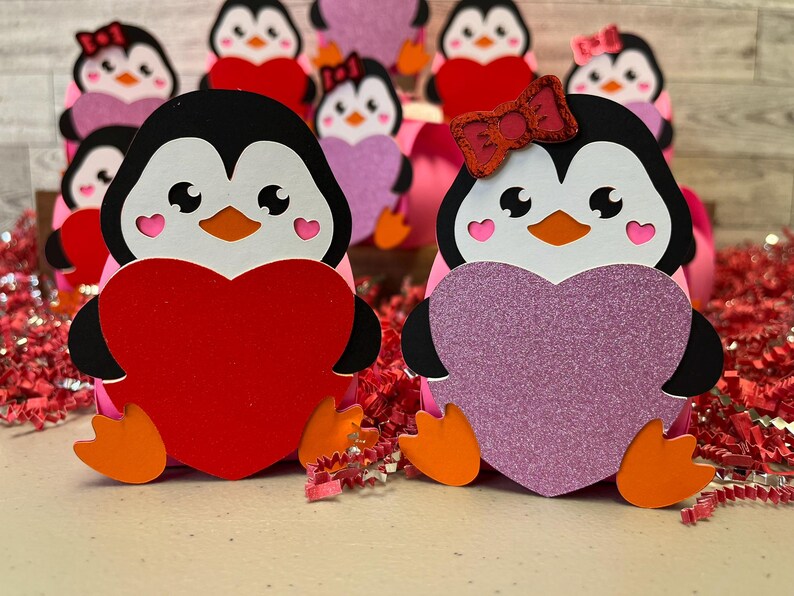 Penguin Treat Box, Set of 10, Valentine Treat Box, Valentine Favor ...