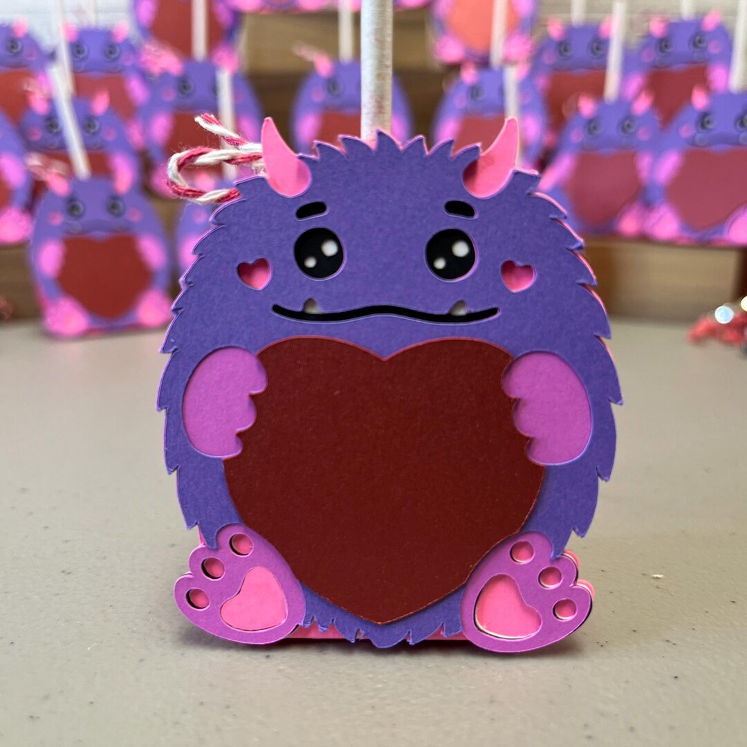 Purple Monster Valentine Lollipop Holder: Party Favors, Set of 20 - Etsy