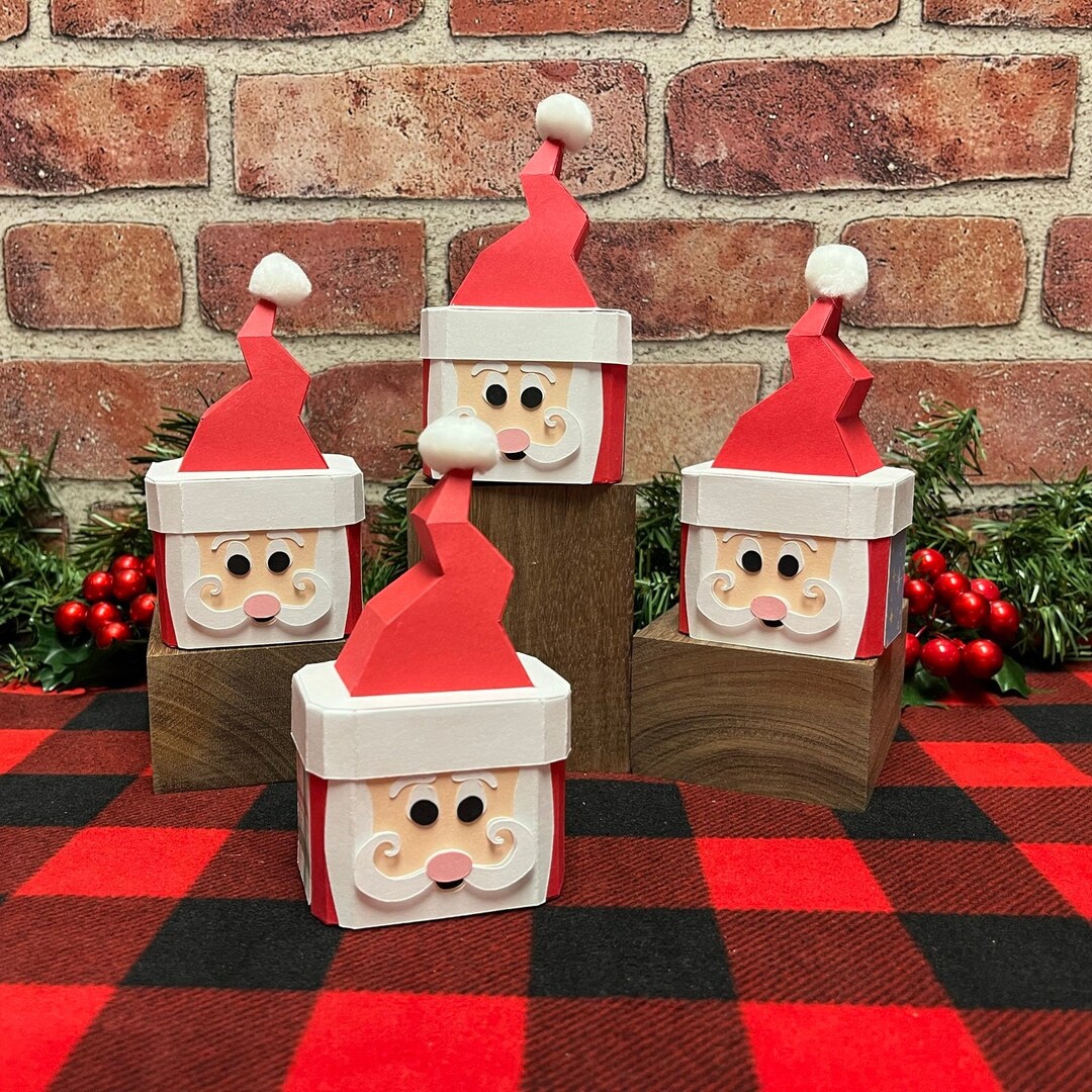 Santa Hat Treat Boxes, Set of 4, Christmas Favor Boxes, Santa Hat Favor ...