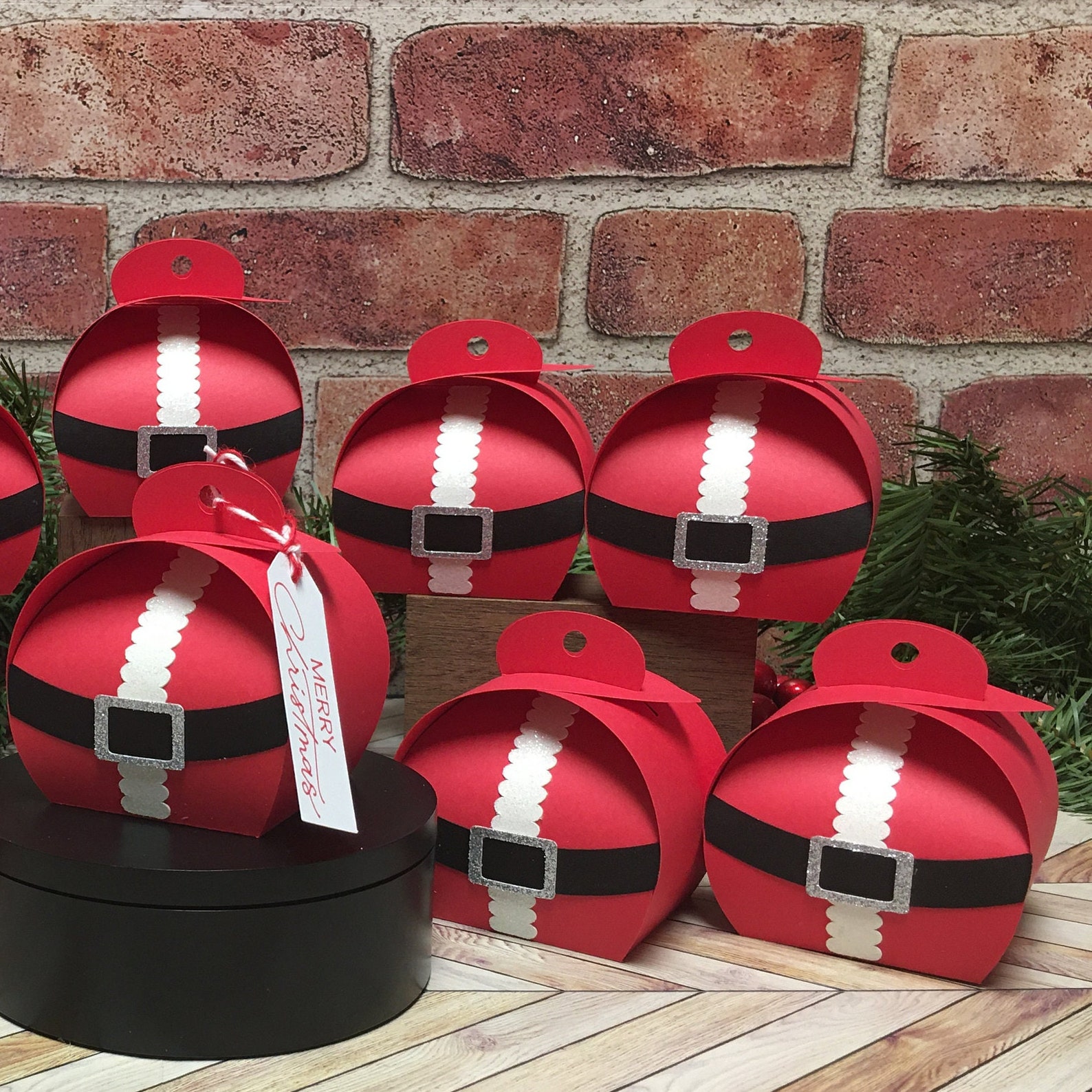 Santa Treat Boxes, Set of 10, Christmas Favor Boxes, Santa Favor Boxes ...