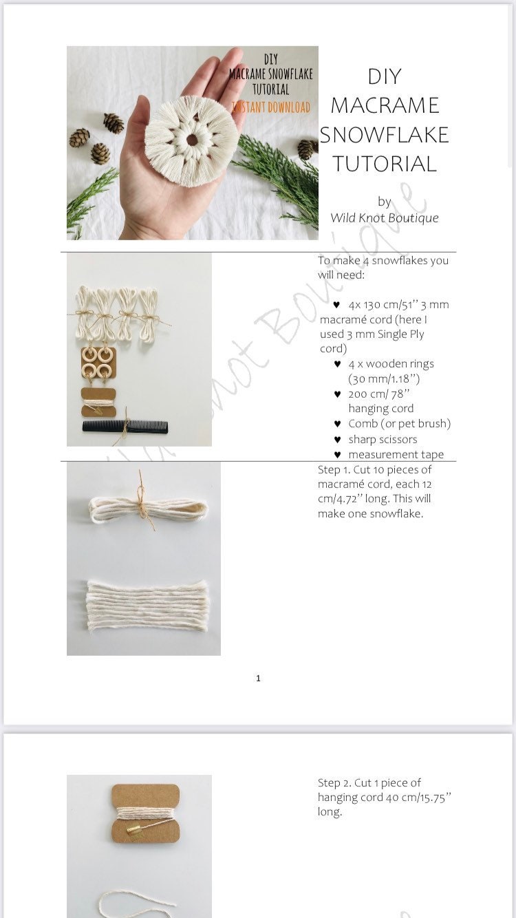Macrame Snowflake Pattern PDF DIY Macrame Tutorial for - Etsy