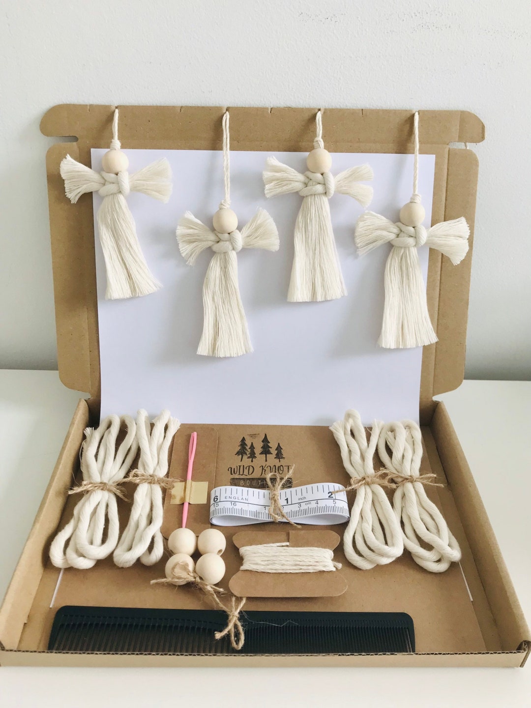 DIY Macrame 4 X Mini Angels Christmas Craft Kit Step by Step Beginners ...