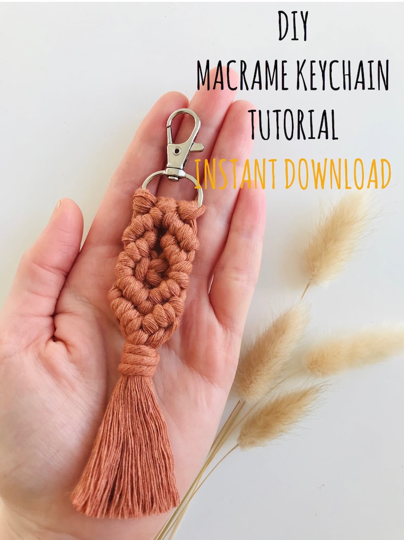 DIY Macrame Keychain PDF Pattern | Macrame Key Ring PDF Tutorial | Step ...