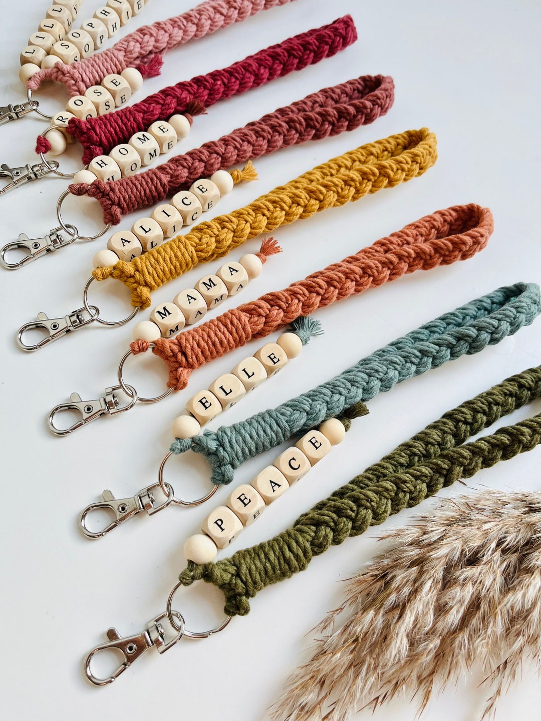 Personalised Name Wristlet Keychain Wrist Loop for Keys Key Holder ...