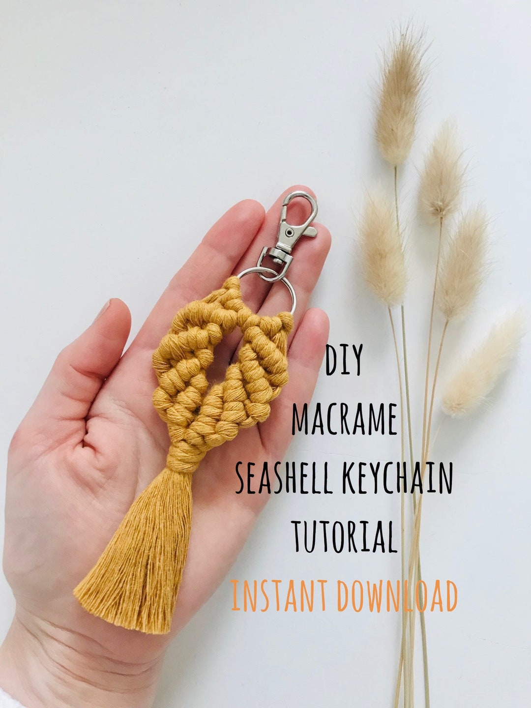 DIY Macrame Seashell Keychain PDF Pattern | Macrame Key Ring PDF ...
