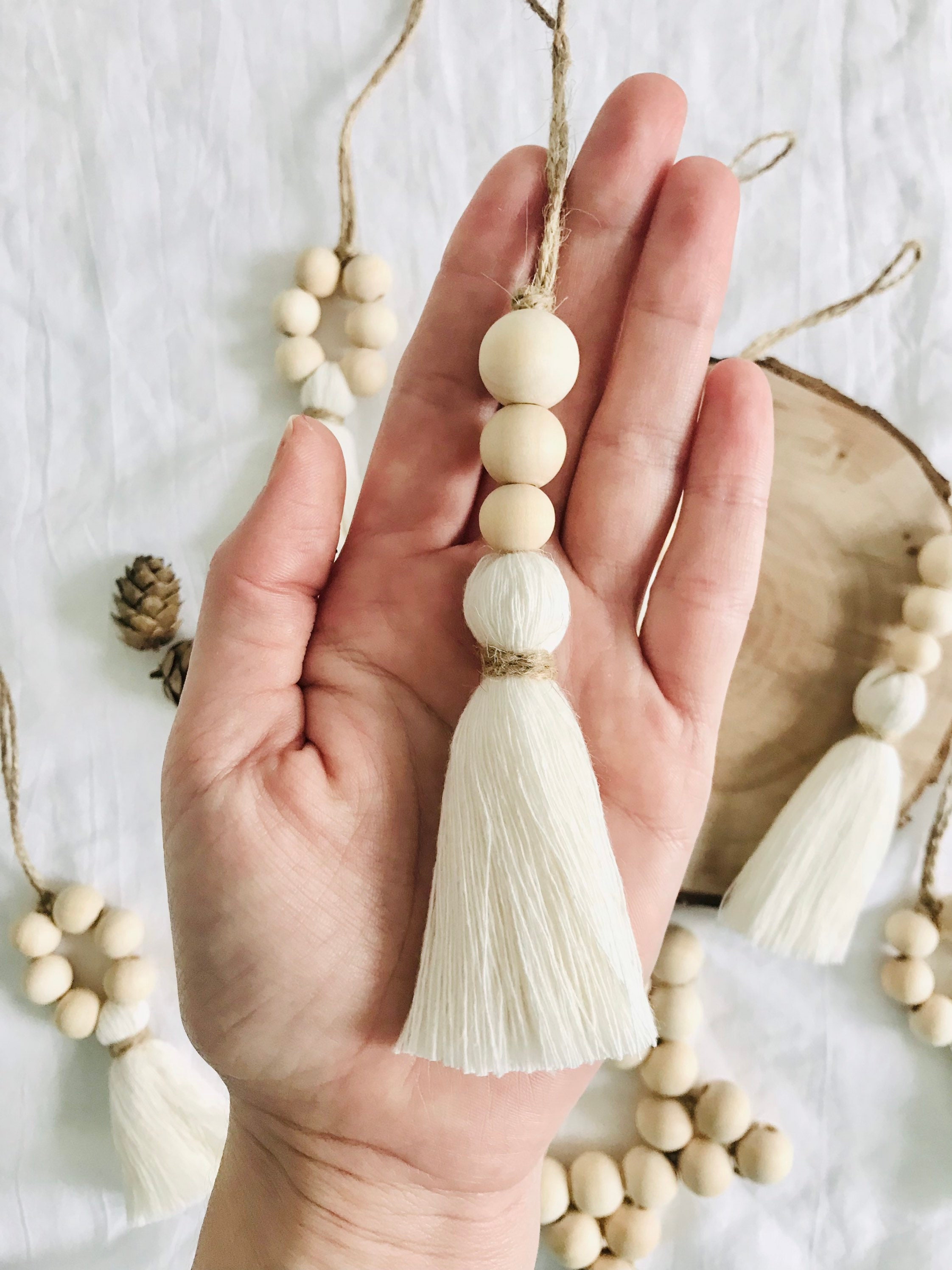 Rustic Gift Set of Wooden Christmas Macrame Ornaments Wooden - Etsy UK