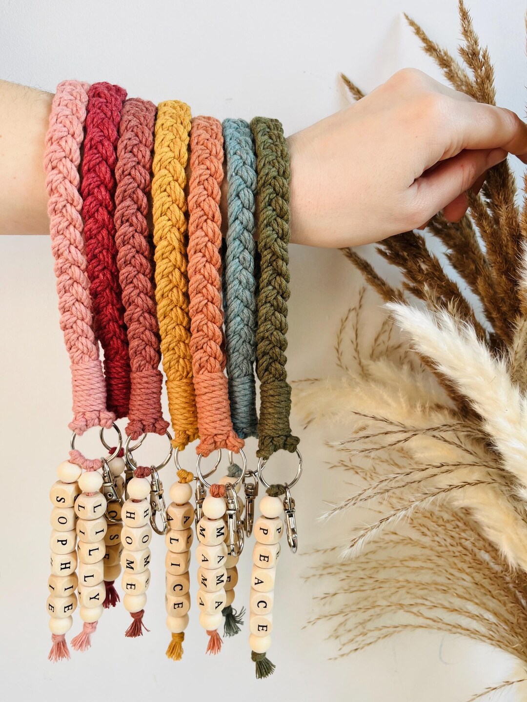 Personalised Name Wristlet Keychain | Wrist Loop for Keys | Key Holder ...