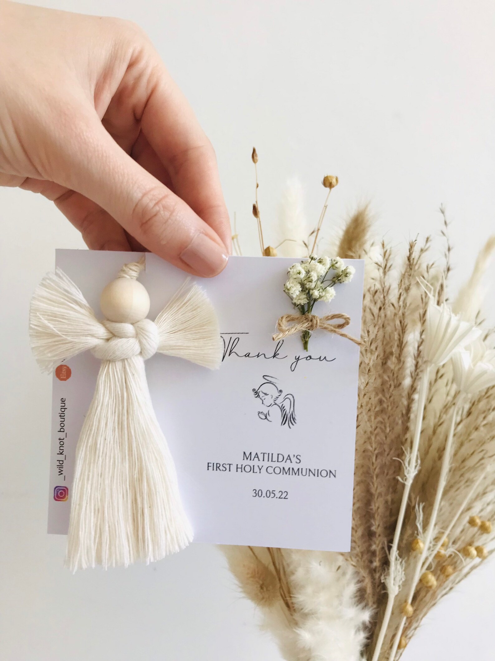 Personalised First Holy Communion Favours Macrame Angel | Etsy