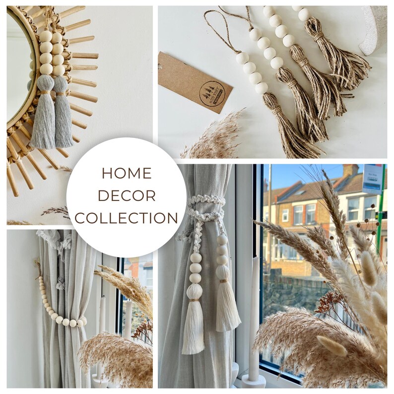 Macramé Tassel Door Decor | Wooden Beads Hanger | Bohemian Interior ...