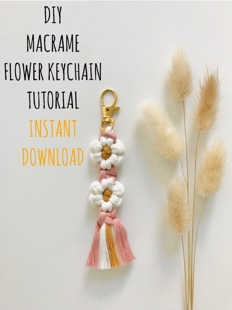 DIY Macrame Keychain PDF Pattern | Macrame Key Ring PDF Tutorial | Step ...