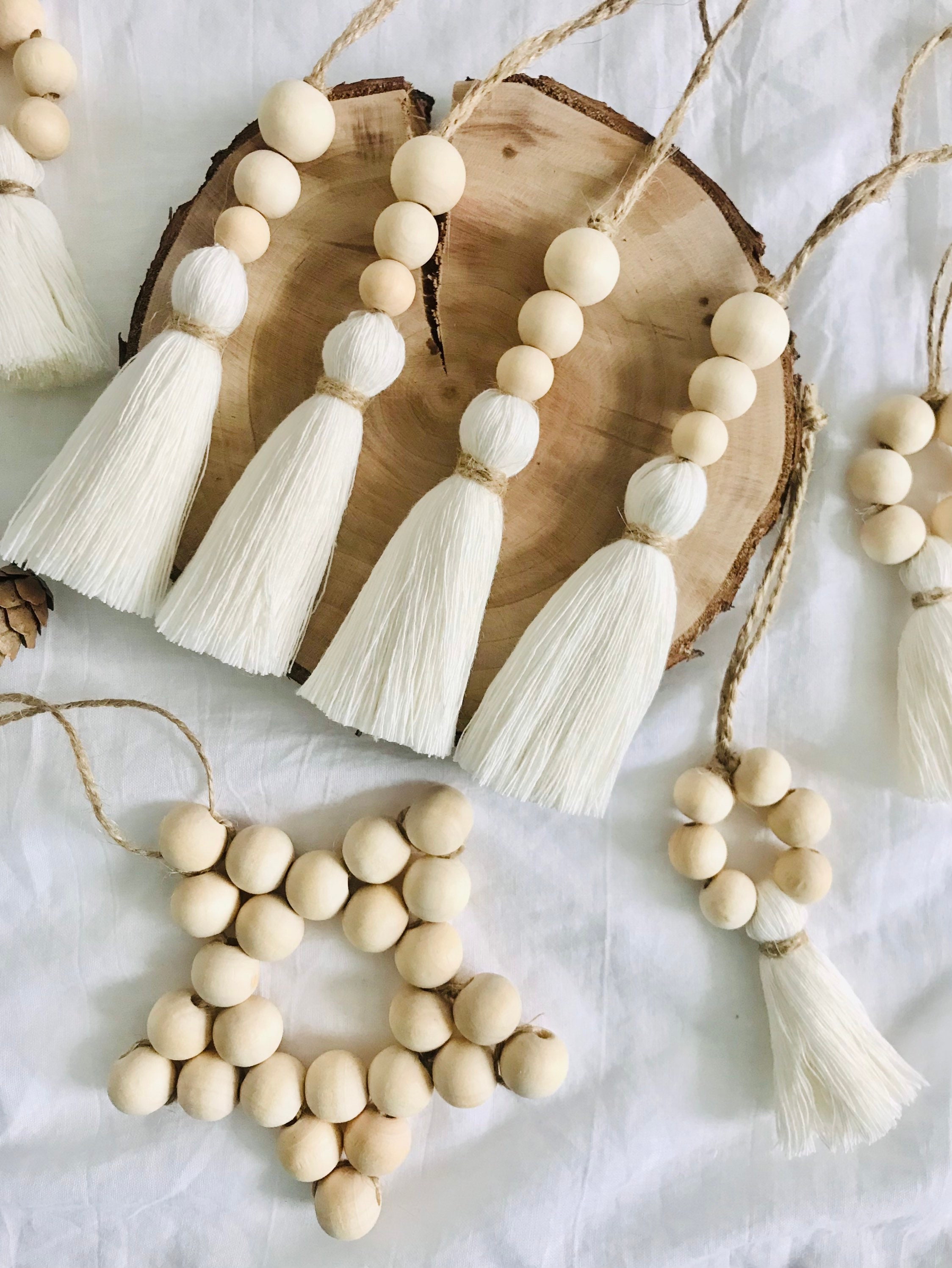 Rustic Gift Set of Wooden Christmas Macrame Ornaments Wooden - Etsy UK