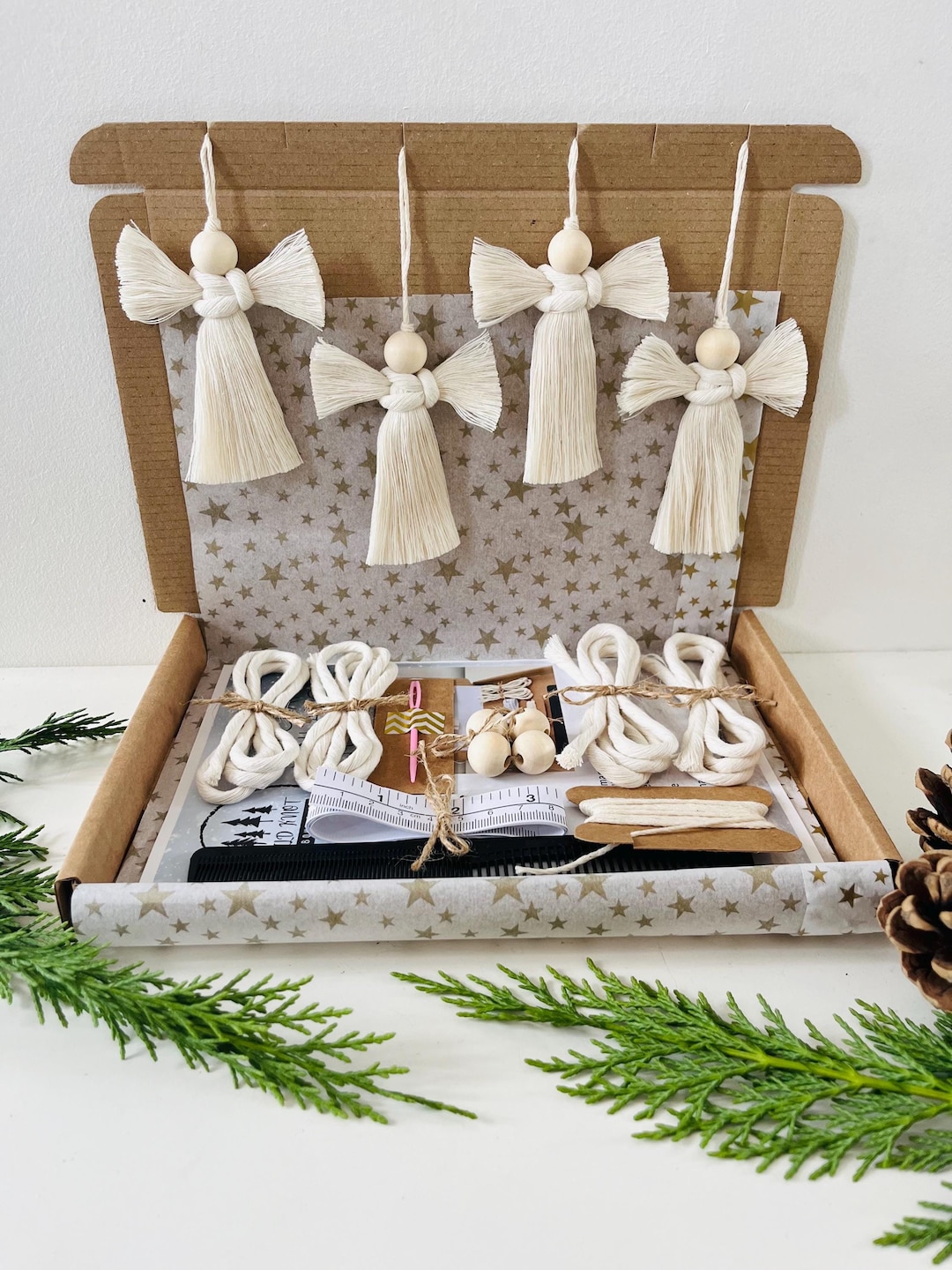 DIY Macrame 4 X Mini Angels Christmas Craft Kit | Step by Step Beginner ...