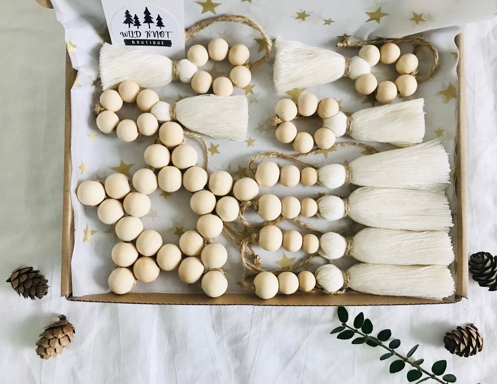 Rustic Gift Set of Wooden Christmas Macrame Ornaments Wooden - Etsy UK