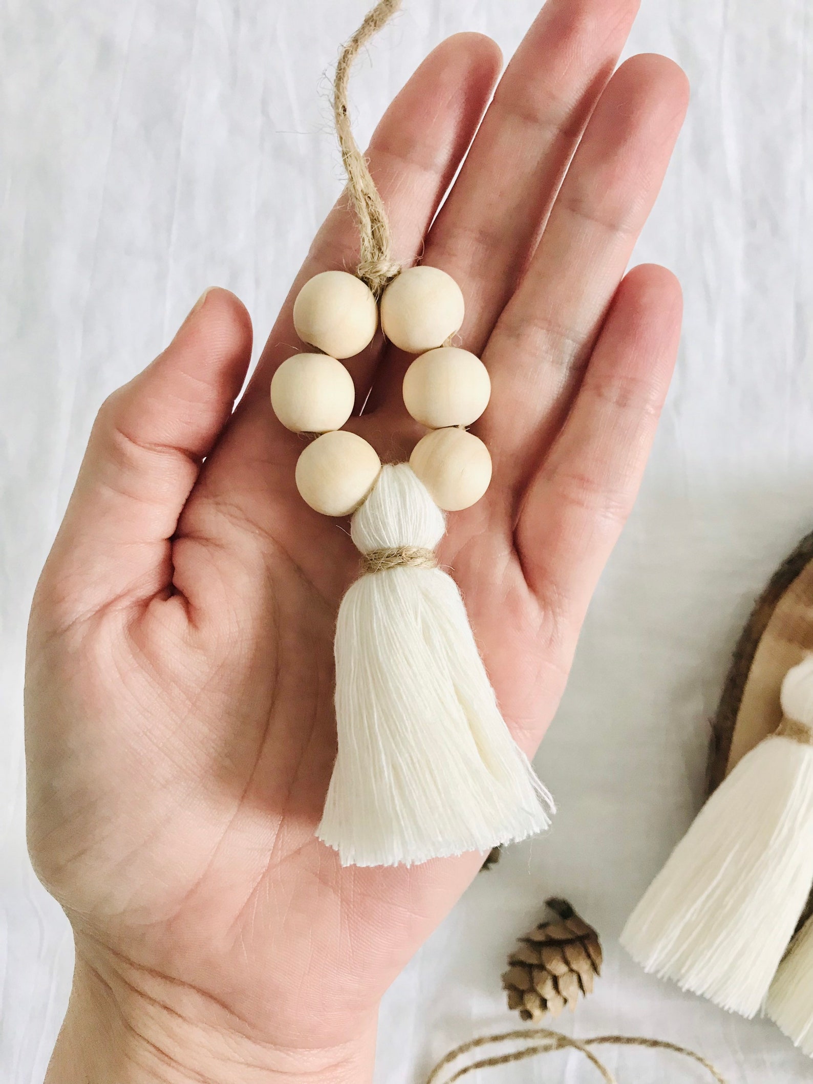 Rustic Gift Set of Wooden Christmas Macrame Ornaments Wooden - Etsy