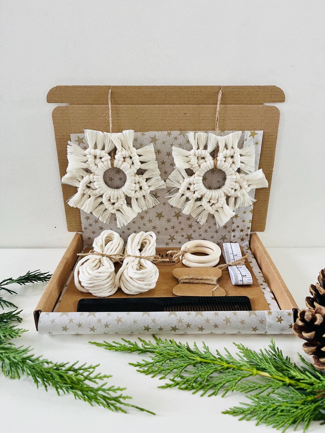 DIY Macrame 2 X Snowflakes Craft Kit With PDF Tutorial Beginners Craft ...