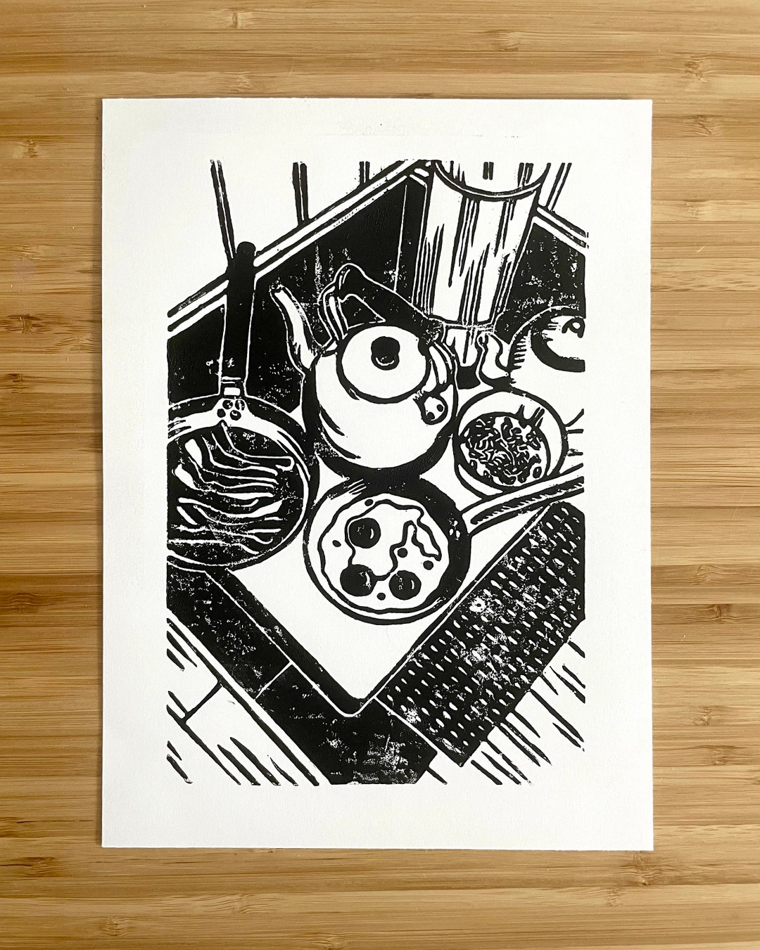 Original Linocut Print "i Made You Breakfast" / Linocut / Linoprint ...