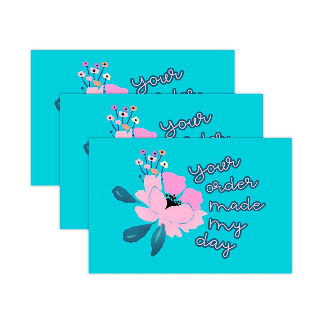 4x6 Package Insert Cards, Teal & Purple Floral, Small Business Owner ...
