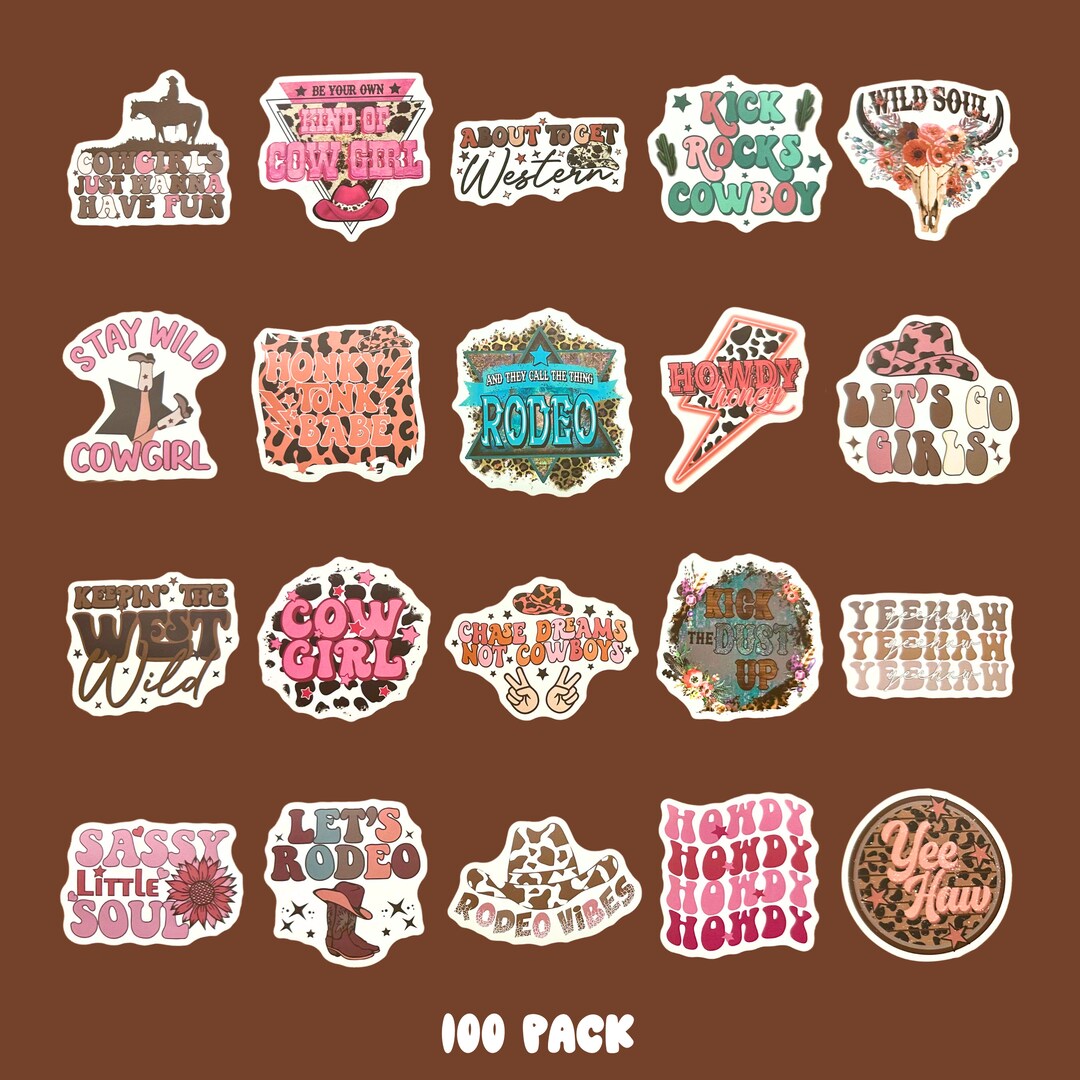 2” Vinyl Stickers- Western Mix - 100 Pack - Small Business Stickers ...