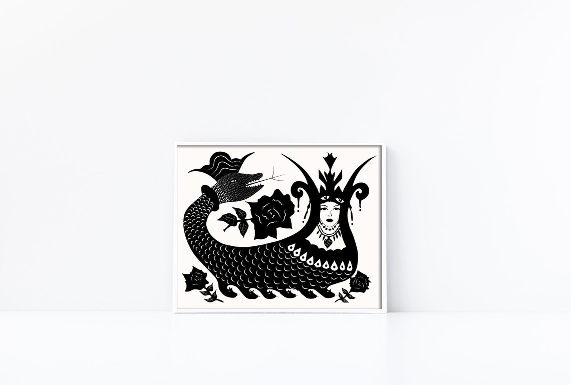 Shahmaran Snake Goddess Art Print: Anatolian Mythology (digital ...