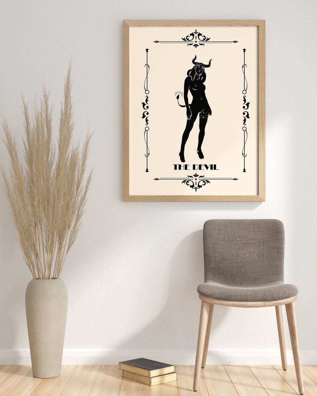 The Devil Tarot Card Print: Mystical Astrology Boho Wall Art - Etsy