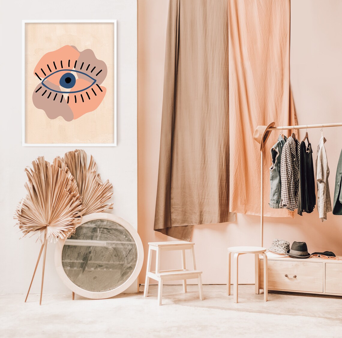Printable Evil Eye Wall Art Blue Eyes Prints Boho Home Decor Minimal ...