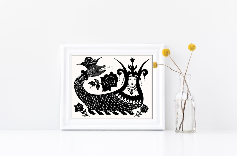 Shahmaran Snake Goddess Art Print: Anatolian Mythology (digital ...