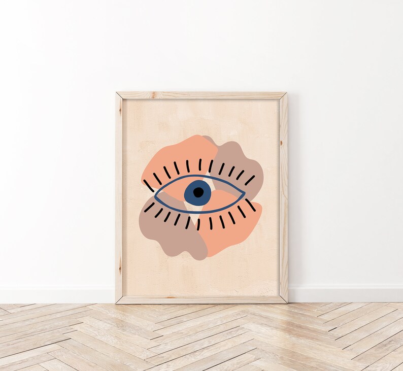 Printable Evil Eye Wall Art Blue Eyes Prints Boho Home Decor Minimal ...