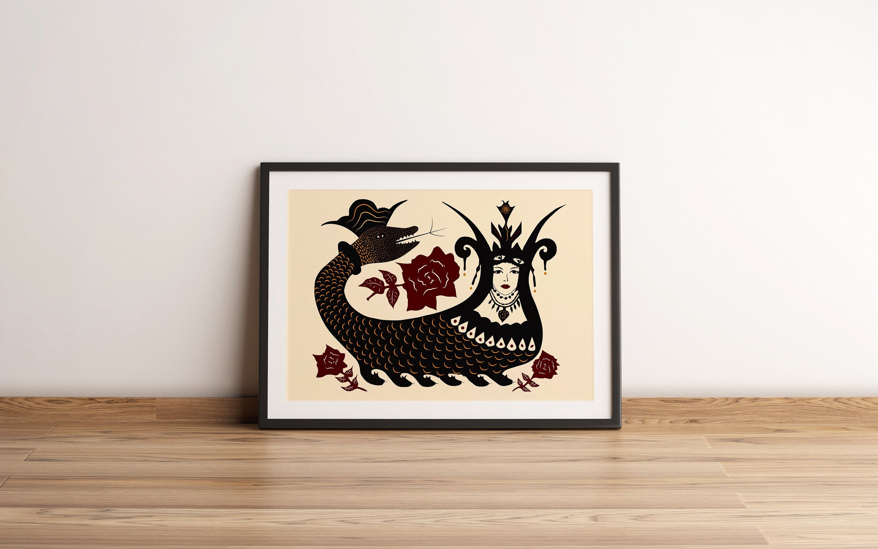 Colourful the Myth of Snakes Shahmaran Snake Goddess Wall Art Sahmeran ...