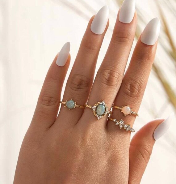 4pc rhinestone rings | Etsy