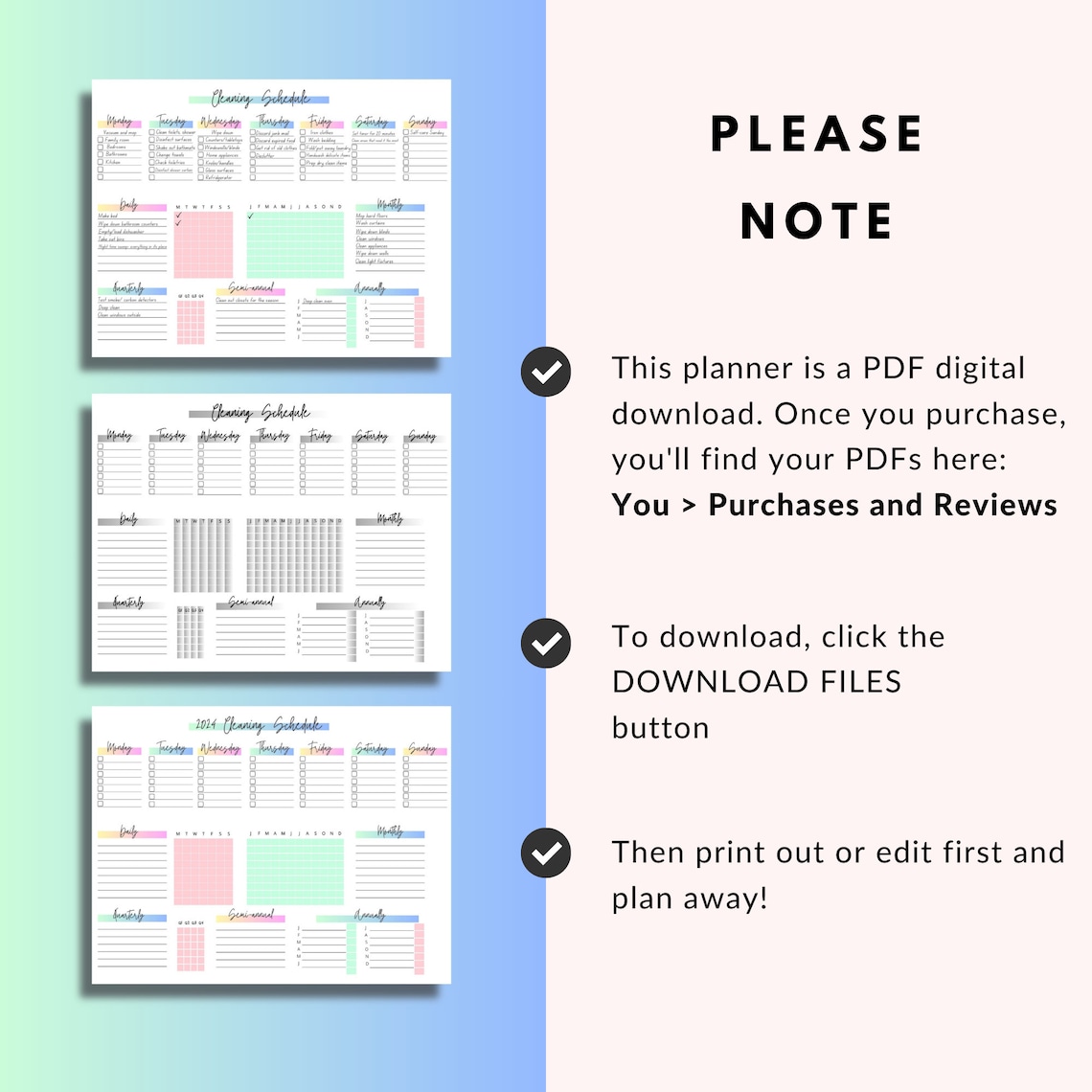 Editable Cleaning Planner for 2024 adhd-friendly Daily, Weekly, Monthly ...