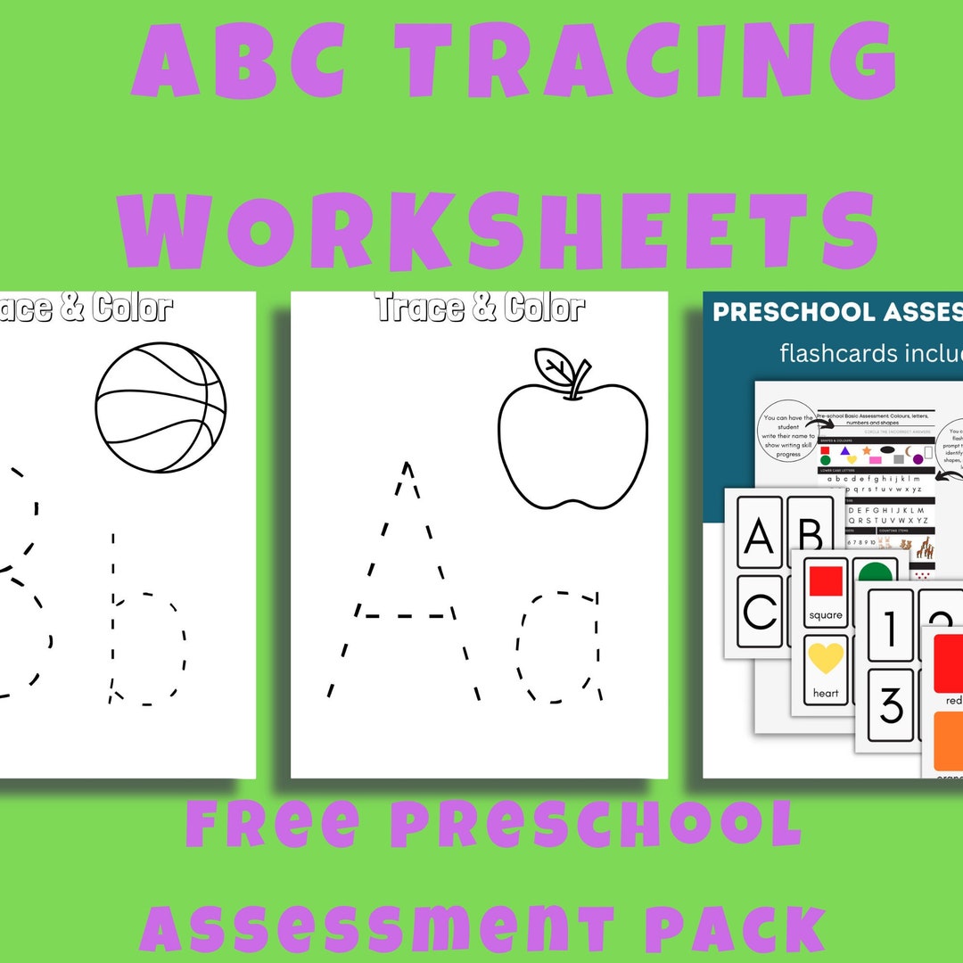 ABC Printable Tracing Worksheets FREE Preschool Assessment - Etsy