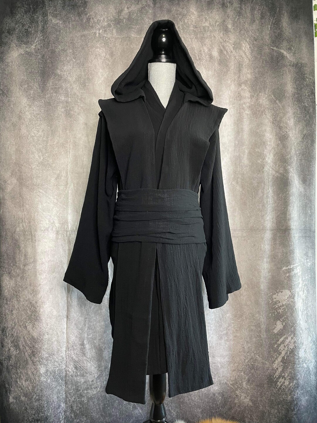 Black Hooden Jedi Linen Tunics - Etsy