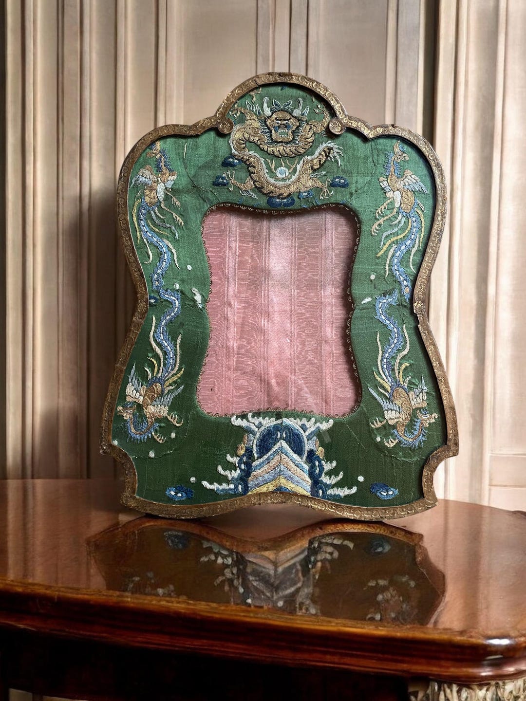 Antique Chinese Silk Embroidered Dragon Photo Frame - Etsy