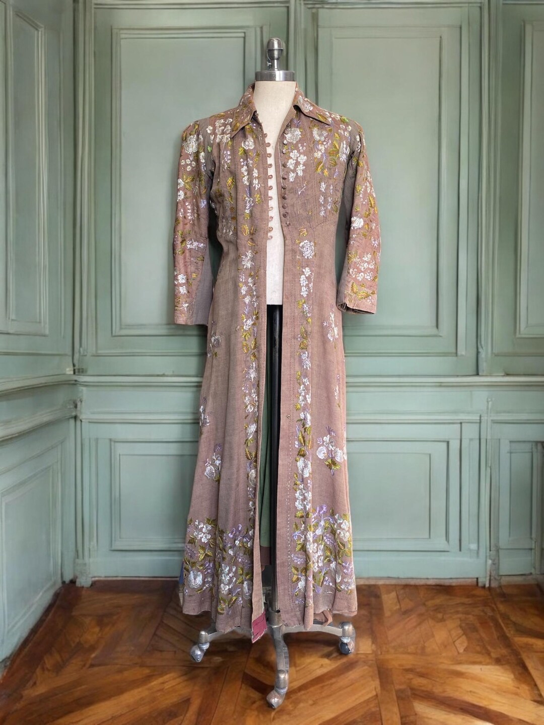 Antique Edwardian Embroidered Coat Dress Suffrage Colours - Etsy