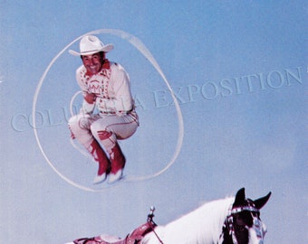 Vintage Postcard of Cowboy Jumping Over Horse INSTANT - Etsy