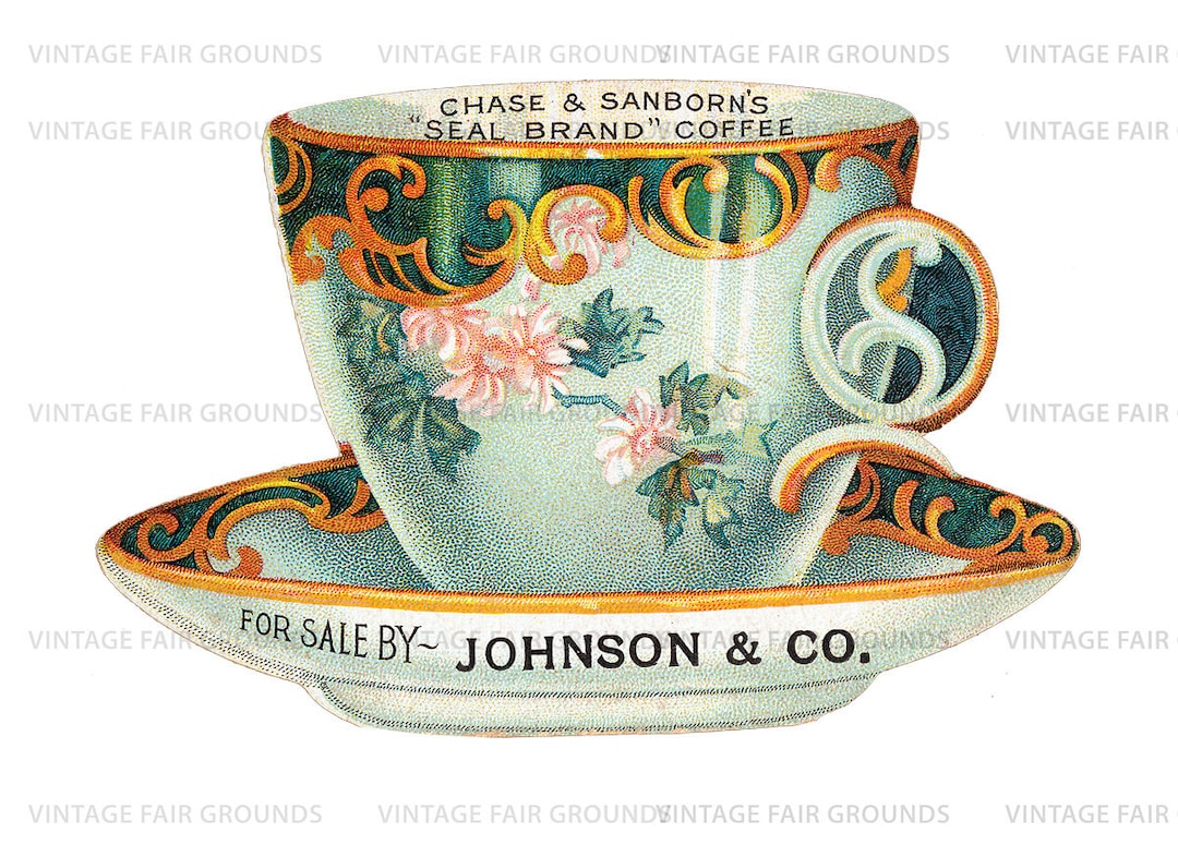 Vintage Coffee Cup Art (high Resolution Downloadable Image | Large ...