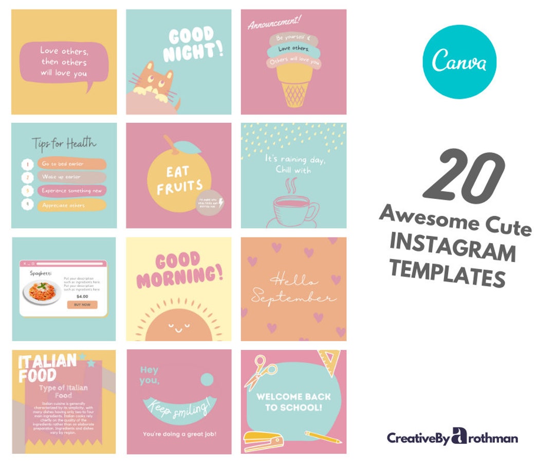 Cute Instagram Post Templates Canvaquotes for - Etsy