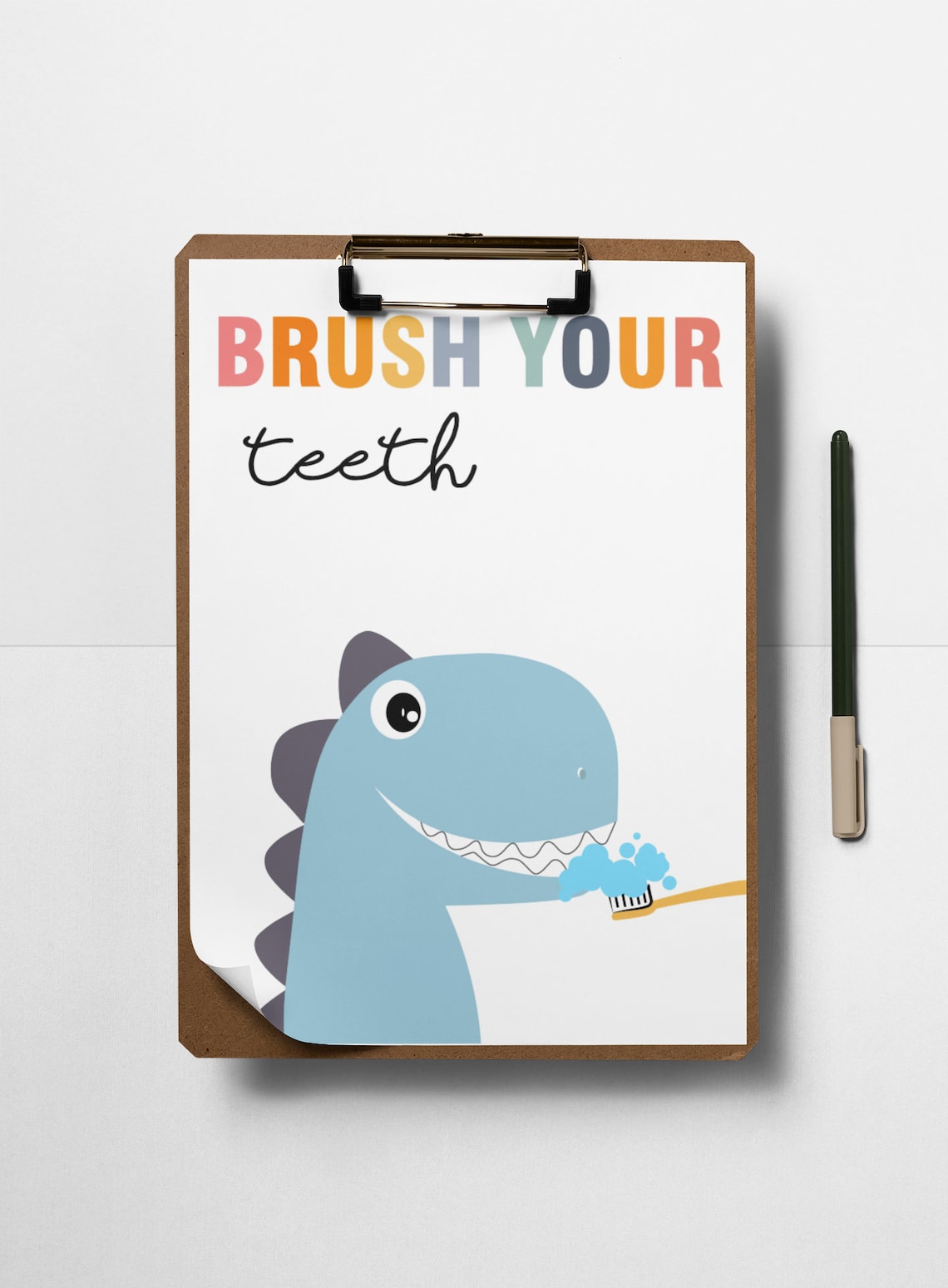 Dinosaur Brushing Teeth,bathroom Prints for Kids,kids Bathroom Wall ...