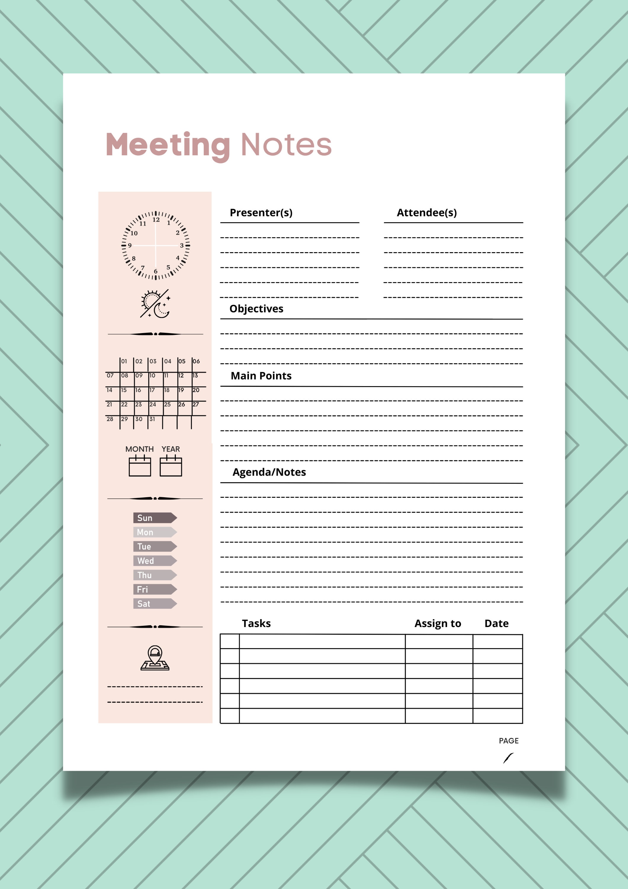 Meeting Notes Printable, Work Organizer, Meeting Agenda Template ...