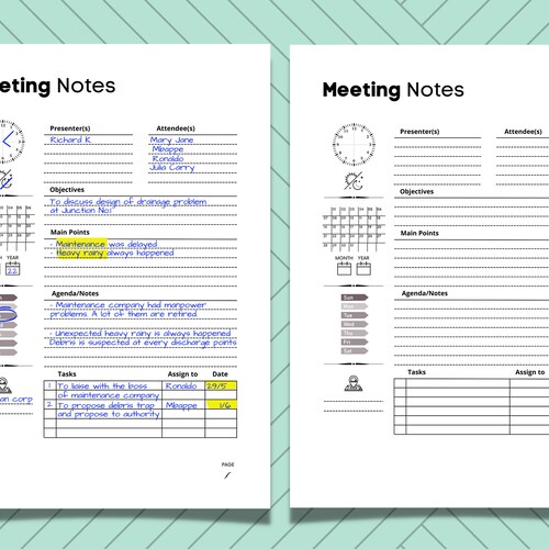 Meeting Notes Printable Work Organizer Meeting Agenda - Etsy