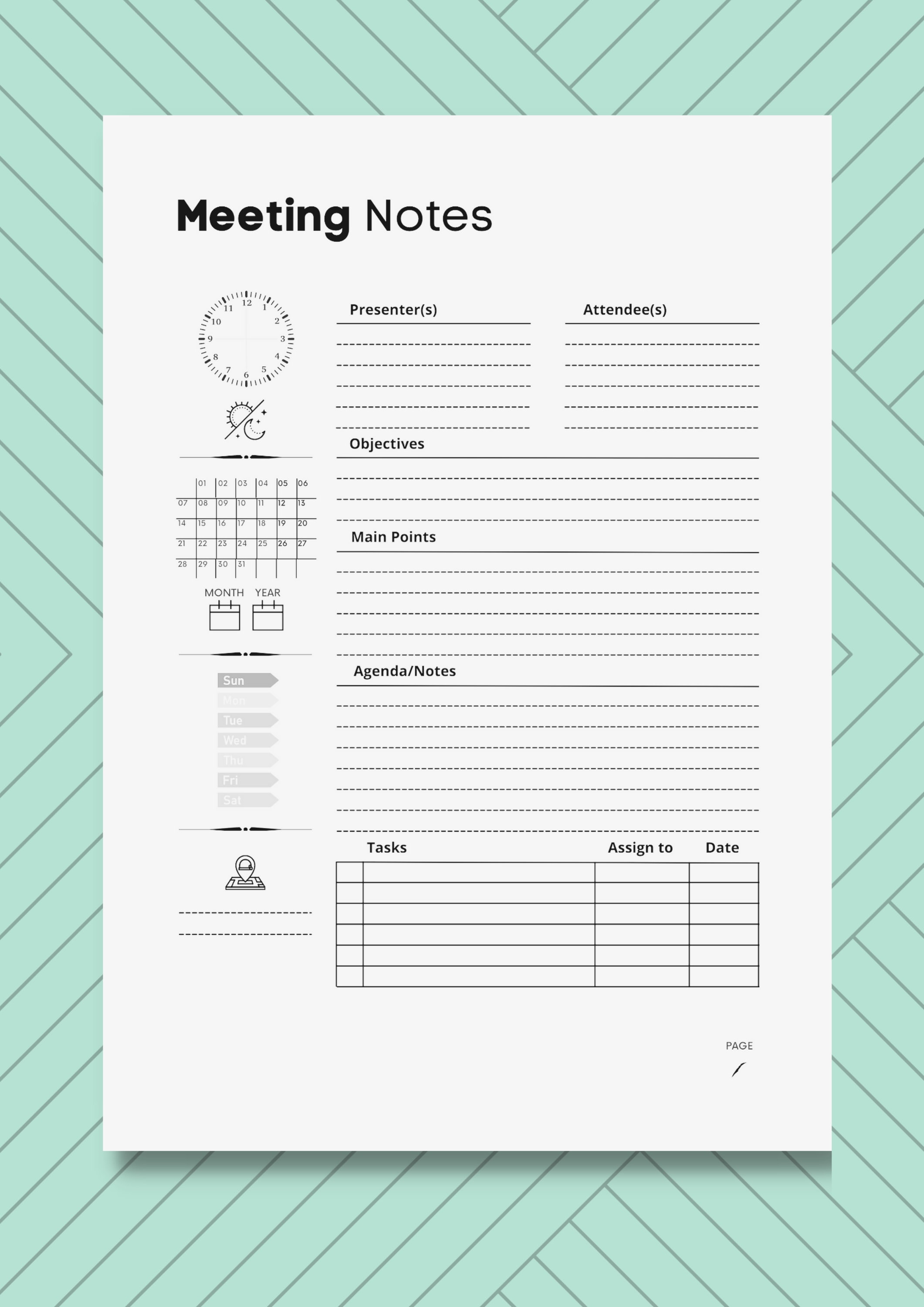 Meeting Notes Printable, Work Organizer, Meeting Agenda Template ...