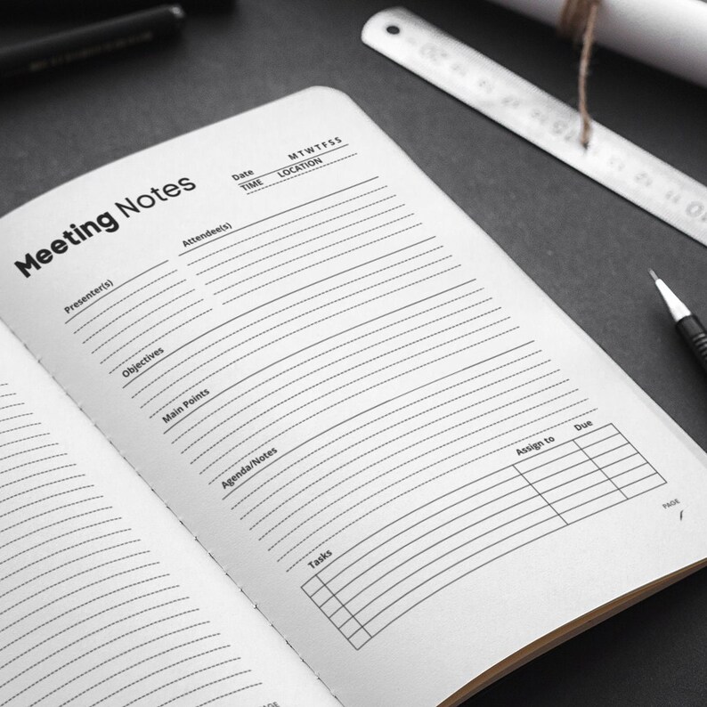 Meeting Notes Printable, Work Organizer, Meeting Agenda Template ...