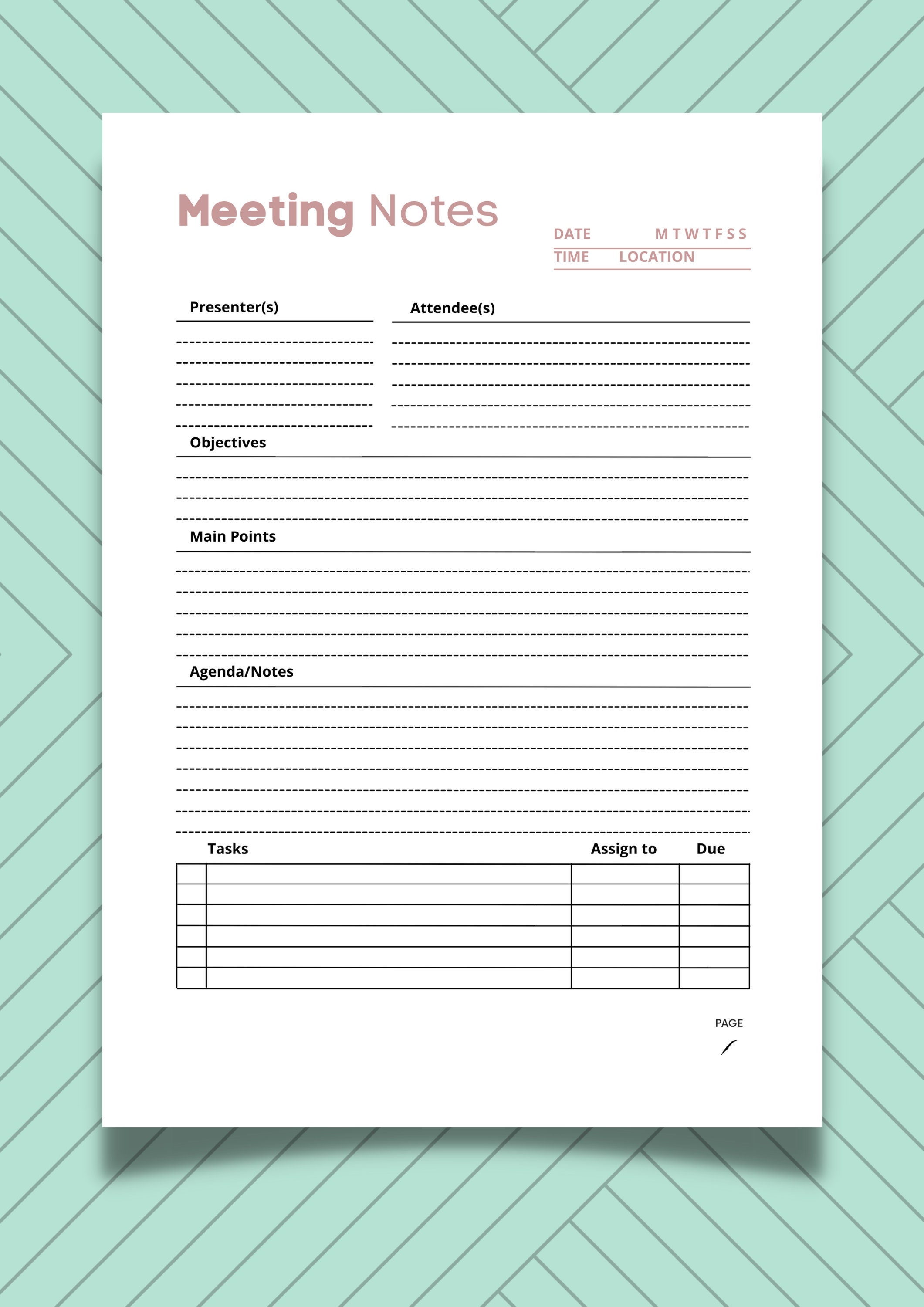 Meeting Notes Printable, Work Organizer, Meeting Agenda Template ...