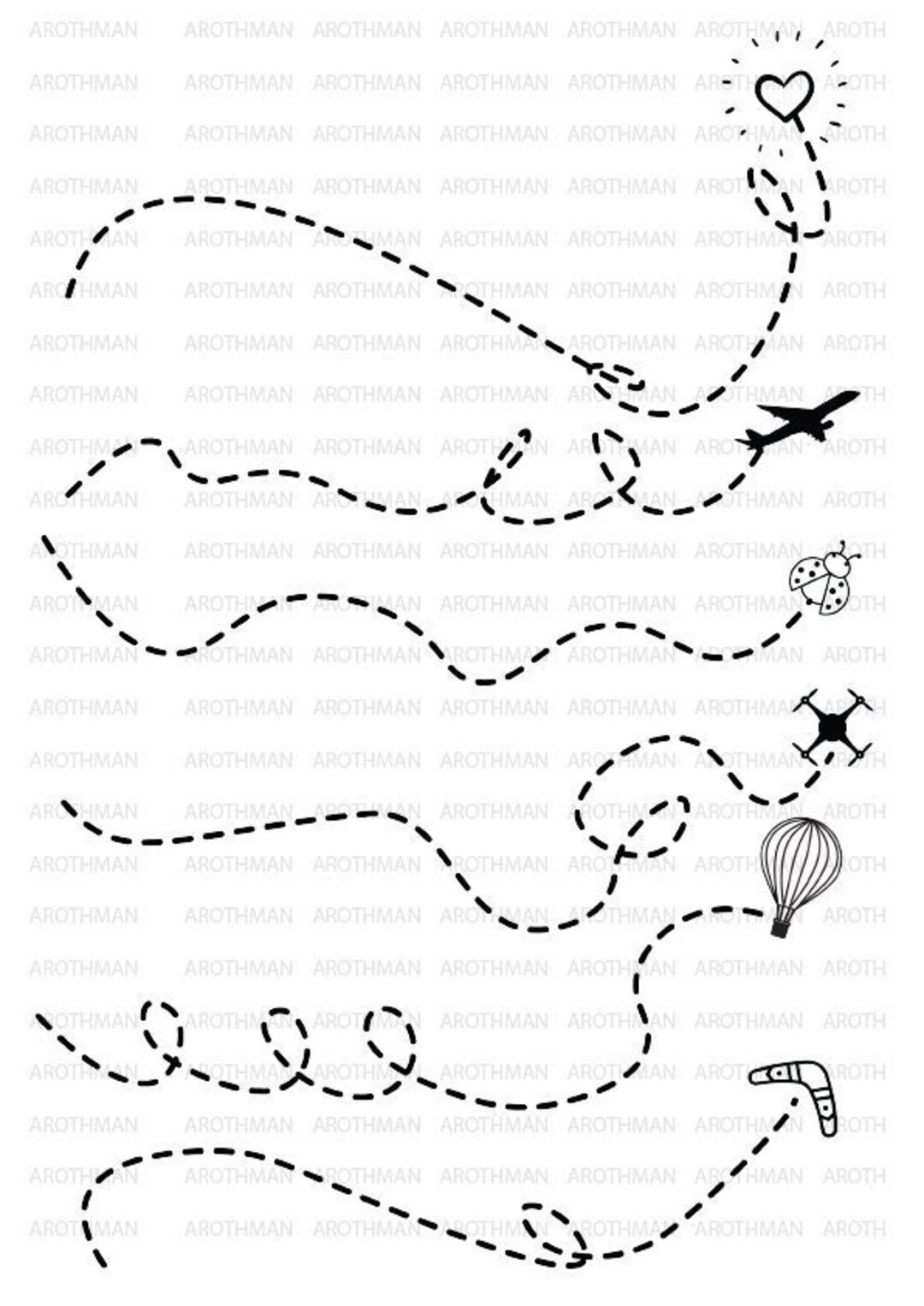 Dotted Line Svg, Dashed Line Doodles Set 6 Design Set Png, Vector ...