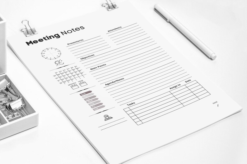 Meeting Notes Printable, Work Organizer, Meeting Agenda Template ...