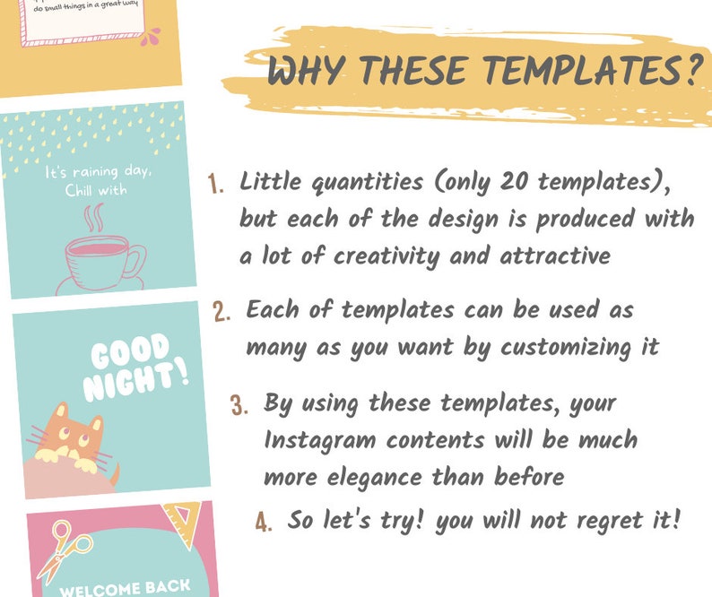 Cute Instagram Post Templates Canvaquotes for - Etsy