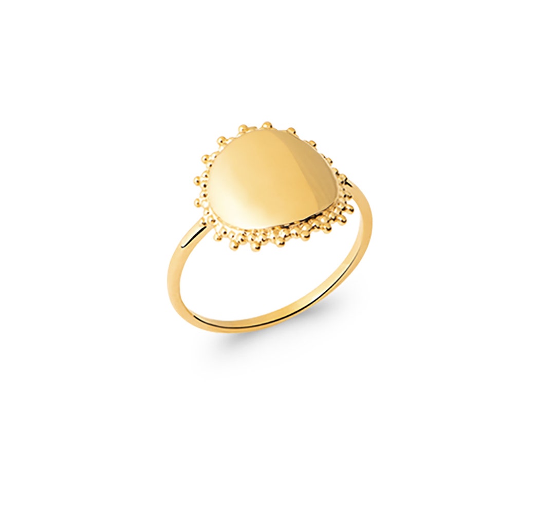 NAZCA Ring in 18 Carat Gold Plated Thin Ring and Cabochon Round Sun ...